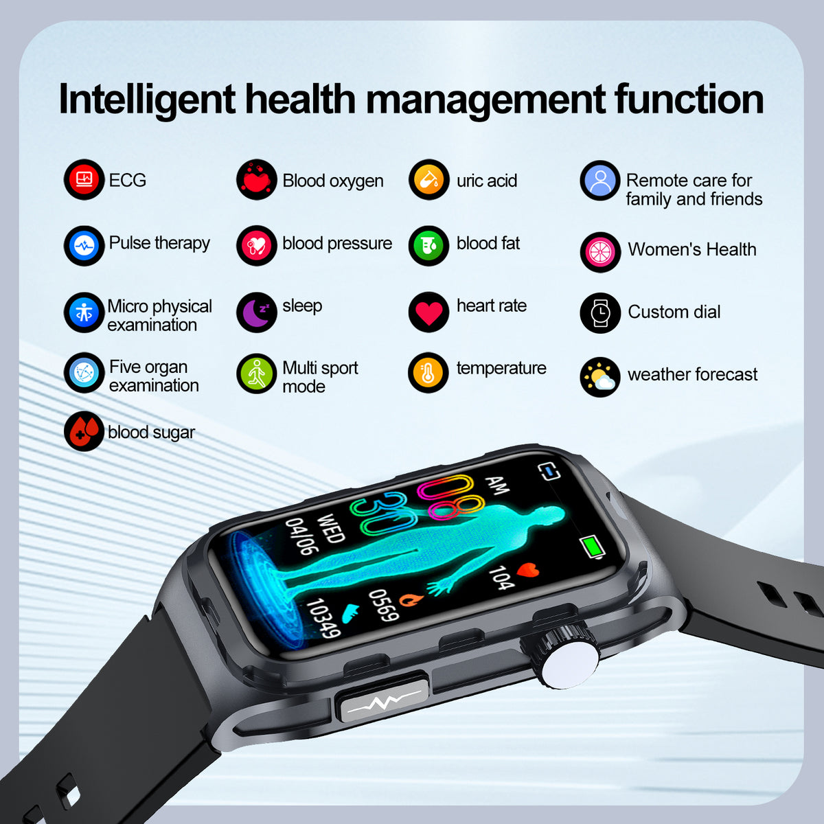 Smart Watch ECG TK79, 1,47 Inches Waterproof Smartwatch with Oximeter ...